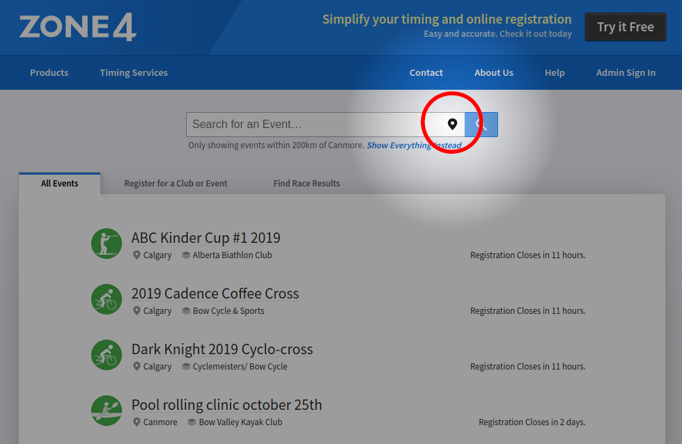 Searching for events by location – Zone4 Blog